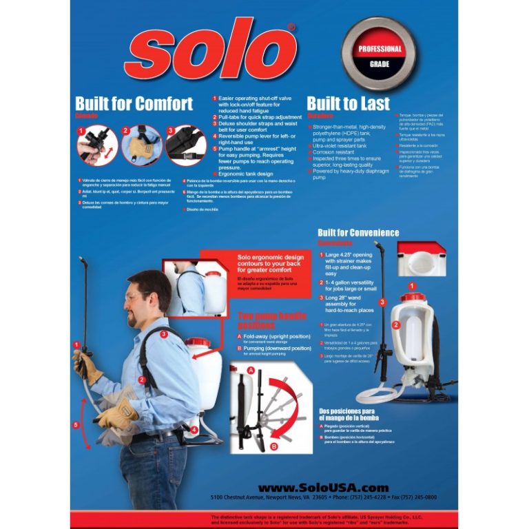 Solo 475-101 Backpack Sprayer, 4 Gallon, Diaphragm, w/Carry Handle