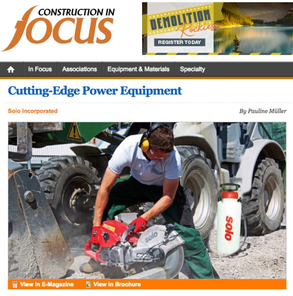 Solo Incorporated is featured in Construction In Focus magazine. - Solo